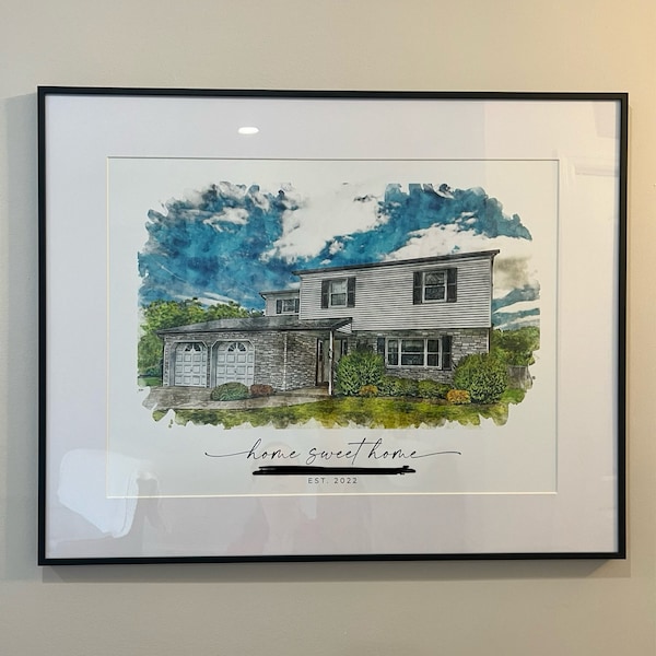 Our First Home Print, Homeowners Gift, Custom House Portrait, Digital ...