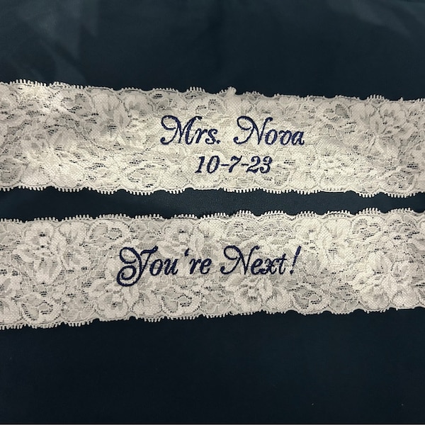 Wedding Garters, Bride Garters, Custom Mrs Monogrammed Garters, Bride ...