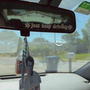 Just Keep Driving Car Mirror Decal, Car Mirror Sticker, Rear View ...