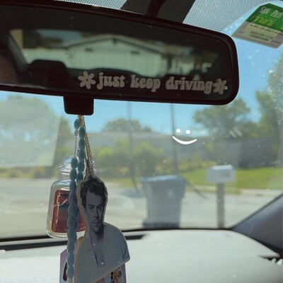 Just Keep Driving Car Mirror Decal, Car Mirror Sticker, Rear View ...