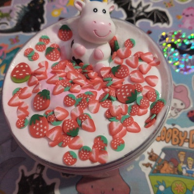 Strawberry Cow Butter Slime, Scented Slime, Pink Cow Slime Charm ...
