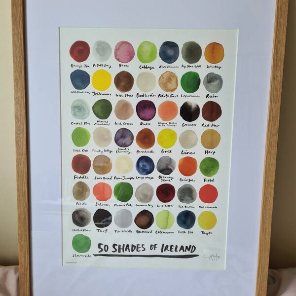 50 Shades of England, Quirky English Colour Chart Poster. Fun Memento ...