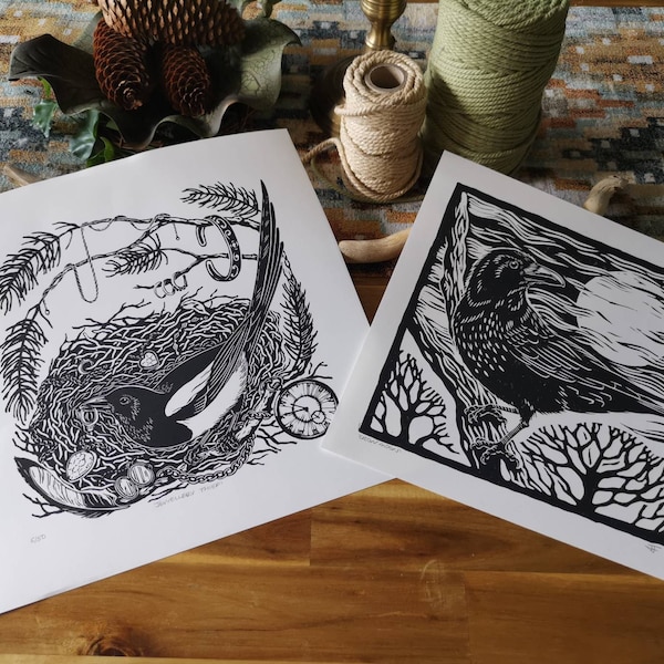 Starling Linocut Print, Original Linoprint, Bird Art, British Wildlife ...