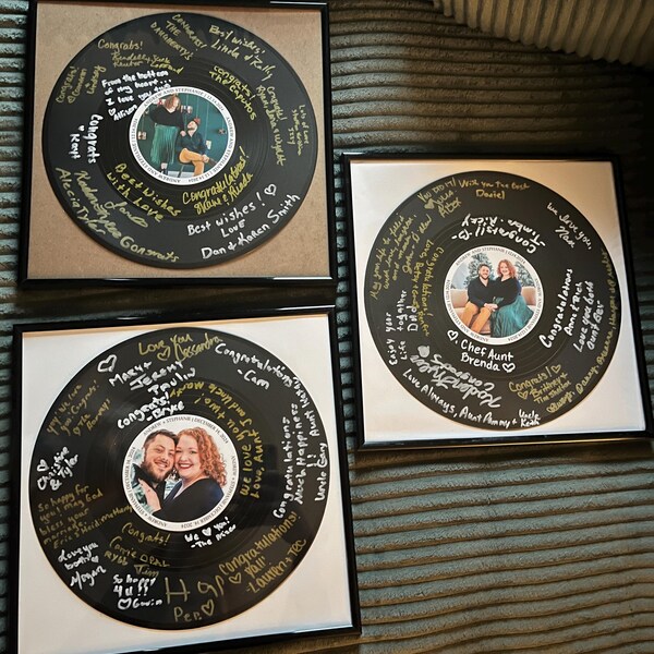 Just Married Wedding Vinyl Record Sticker for Guest Book Personalized ...