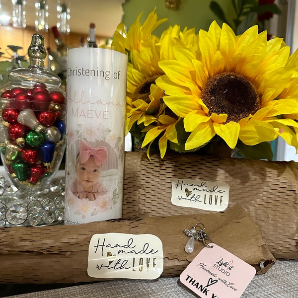 Personalized Blue Floral First Communion Candles Custom First Communion ...