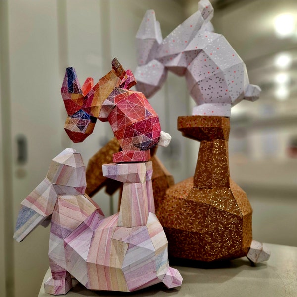 Papercraft Rabbit, SVG, PDF. Paper Craft Rabbit Model, Rabbit PDF ...