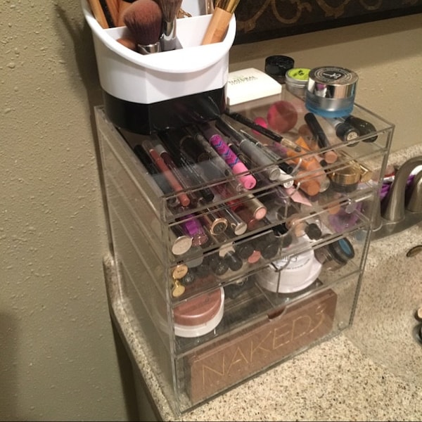 Glamourebox Clear Acrylic Cosmetic Cube Makeup Organizer Case With ...