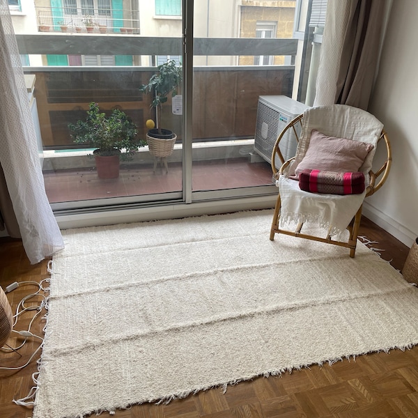 Large Cream Rug, Bedroom Rug, Cotton Rug, Living Room Rug, Bohemian ...