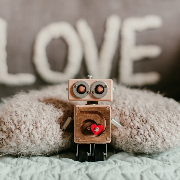Student Cute Gift Handmade Wooden Robot , Sculpture, Quirky Decor ...