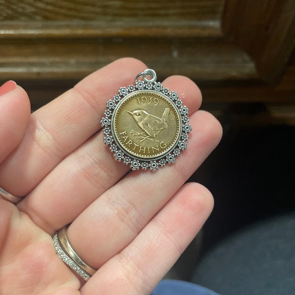 Farthing Bird Necklace, UK Farthing Bird Coin Charm Pendant, British ...