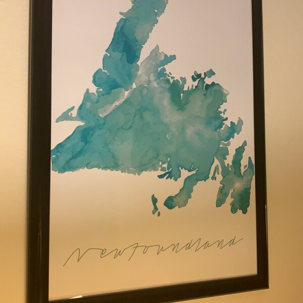 Newfoundland Map, Newfoundland Art, Newfoundland Wall Art, Watercolor ...