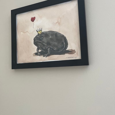 A Sad Royal Black Rainforest Frog King an Original Hand Painted Queen ...