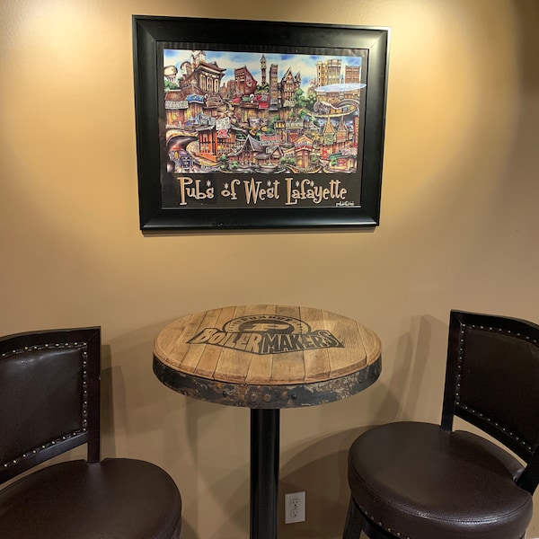 Pub Table 42" Tall Laser Engraved W/ Footrest - Etsy