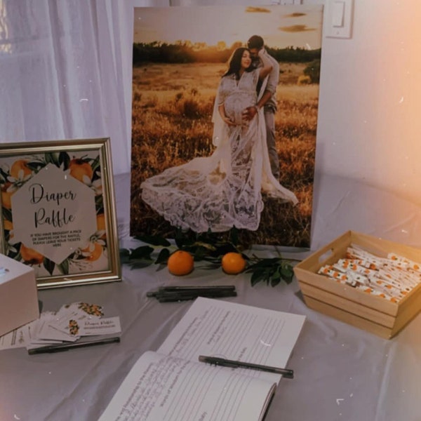 Orange Citrus Diaper Raffle Ticket and Sign Citrus Baby Shower Little ...