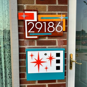 3D Mid Century Modern stacked Stone Address Sign Modern House Numbers ...