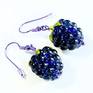 Ten 10 Small BLUEBERRY Handmade Lampwork Bead / Berries/ Beading ...