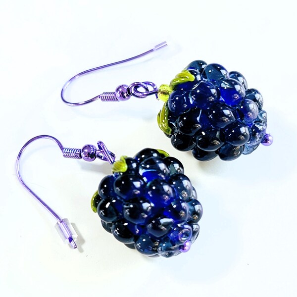 Ten 10 Small BLUEBERRY Handmade Lampwork Bead / Berries/ Beading ...