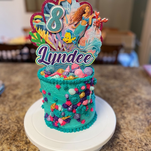 Black Mermaid Personalized Cake Topper Perfect for Themed Parties ...