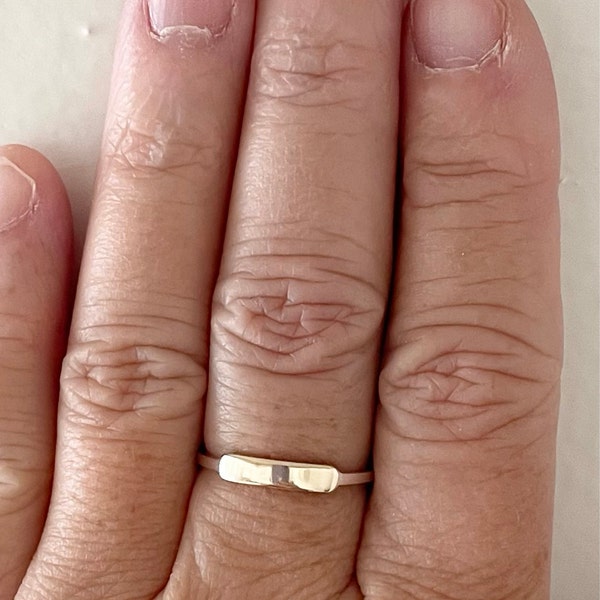 Gold and Silver Ring, 14k Gold, Thin Band With Gold, 2 Tone Ring ...