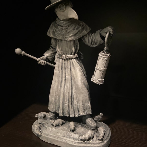 Plague Doctor Statue, Hand Painted Resin Sculpture | Gothic Medieval ...