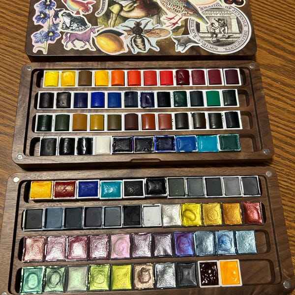 Natural Walnut Wood Watercolor Artist Paint Palette, Sable Wood, Retro ...