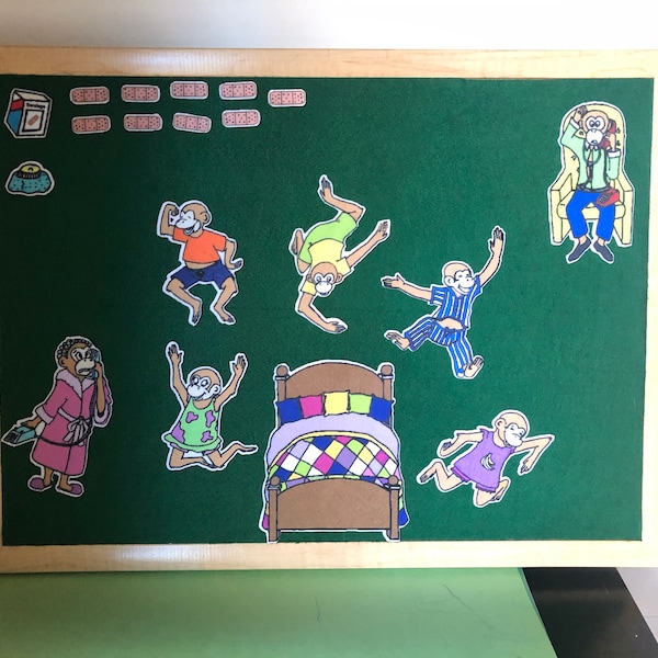 5 Little Monkeys Jumping on the Bed - Felt Board Set - Flannel Board ...