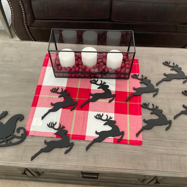 Santa Sleigh & Reindeer Wood Shapes, Wooden Christmas Shape, Unfinished ...