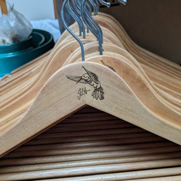 Business Logo Laser Engraved Wooden Hangers - Customized Wood Hangers ...