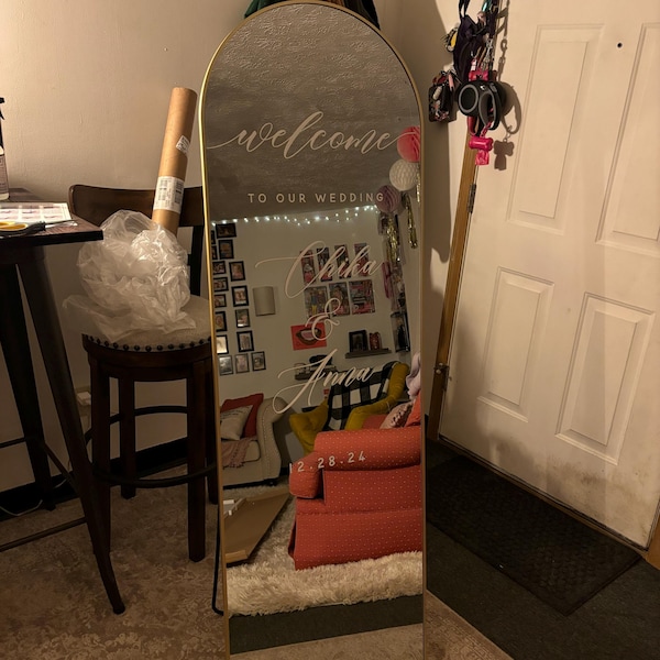 Arched Mirror Welcome Sign Custom Decal DIY Wedding Welcome Sign Decor ...