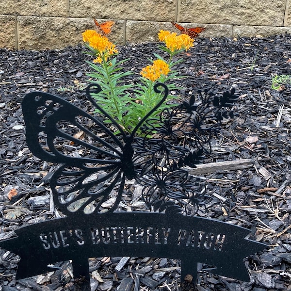 Personalized Butterfly Metal Garden Sign With Stakes, Metal Yard Decor ...