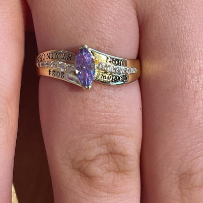 Customized Sterling Silver Womens High School Class Ring Gem Collection ...