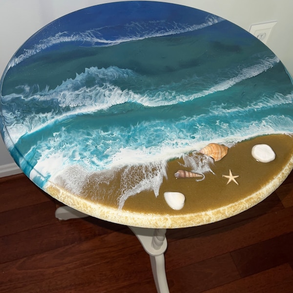 Side TABLE With OCEAN WAVES - Etsy
