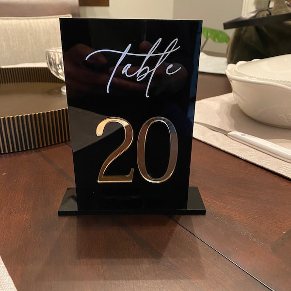 Black Acrylic Table Numbers Wedding Table Decor Wedding Signage Table ...