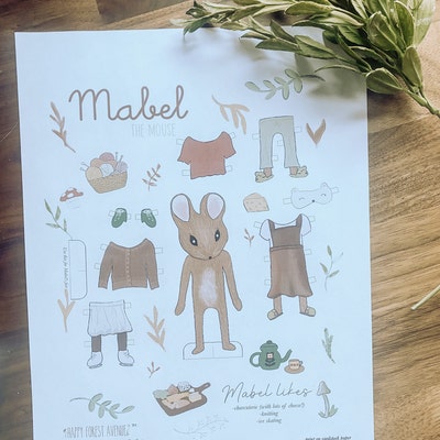 Mabel the Mouse Paper Doll Printable Digital Download Kid Craft - Etsy