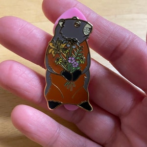 Wildflower Woodchuck Enamel Pin Groundhog Enamel Pin, Marmot Pin ...