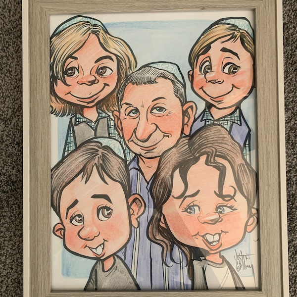 5 Faces Color Caricature Portrait - Etsy