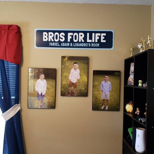 Bros for Life Sign, Custom Boy Brothers Name Bedroom Sign, Personalized ...