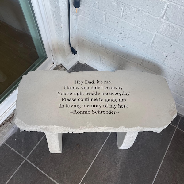 Custom Medium Stone Bench Personalized Memorial Garden Decor - Etsy