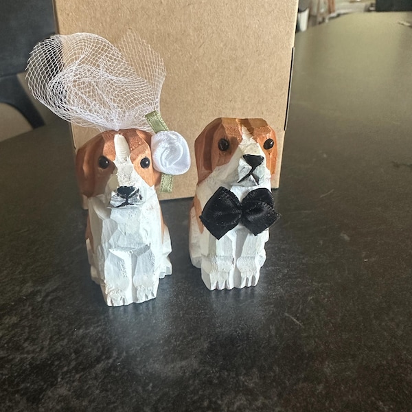 Beagle Dog Figurine Cake Topper Bride & Groom Love Wedding Engagement ...