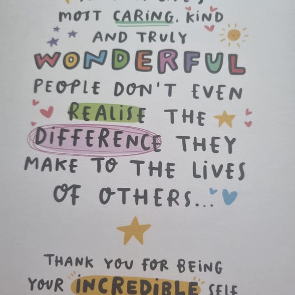 Thank You for Being Your Incredible Self Card - Thank You Card ...