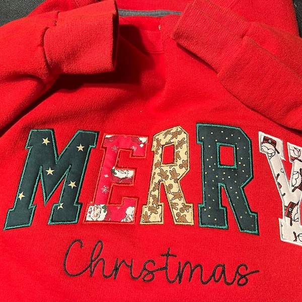Merry Applique Embroidery Machine Sign Merry Christmas Design Satin ...