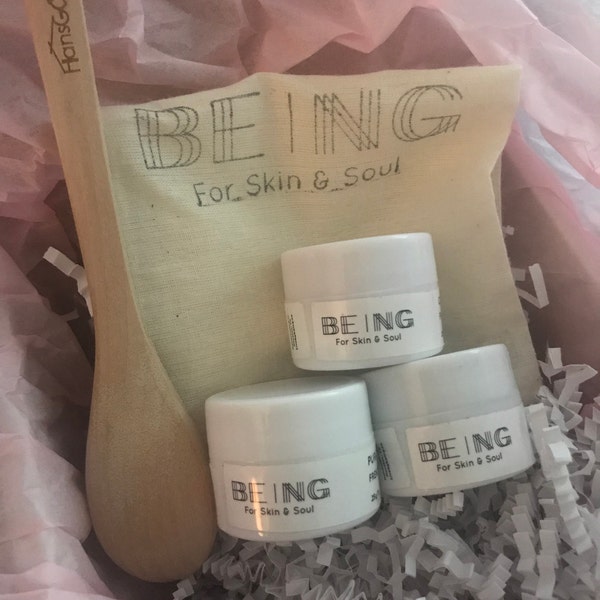 Complete Mini Spa Gift Set, Vegan Clay Facial Mask Samplers With Wooden ...