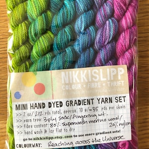 Ready to Ship Gradient Mini Skein Sets lace & Fingering Wt. Hand Dyed ...