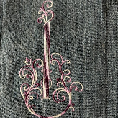 Floral Guitar Machine Embroidery Design, 4x4 and 5x7 Hoop, Guitar ...