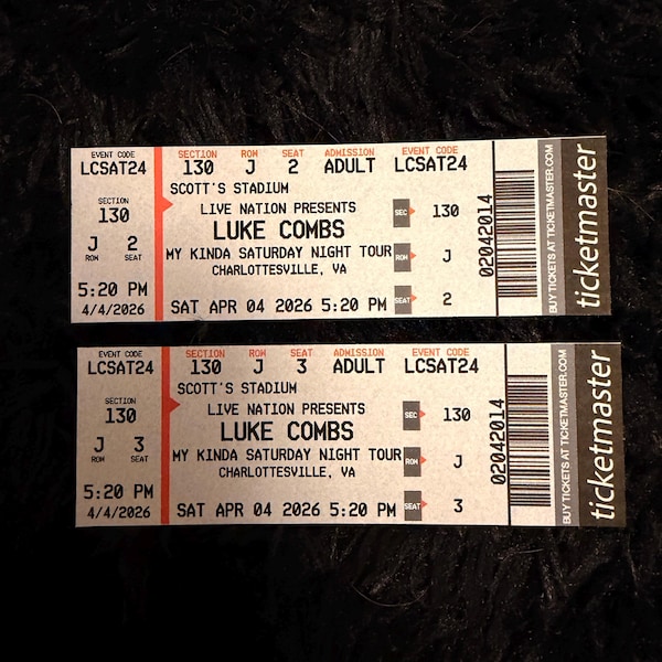 Custom Concert Ticket Stub – Personalized Event Memorabilia - Etsy