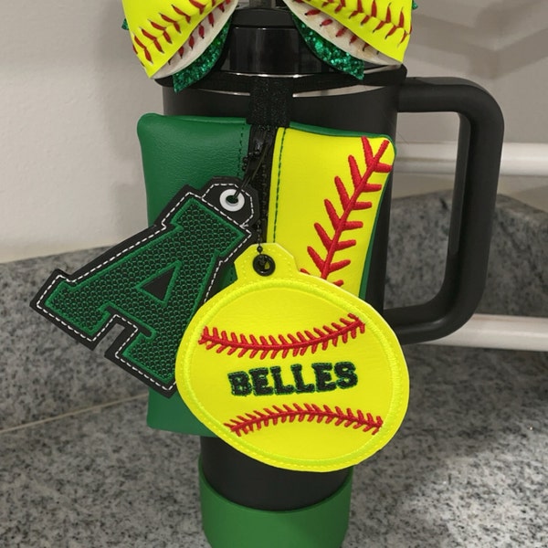 Stanley Real Softball Straw Bow Topper, Tumbler Softball Topper ...