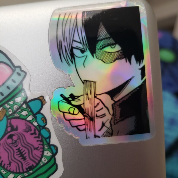 My Hero Holographic Todoroki Shoto Eating Soba Sticker - Etsy