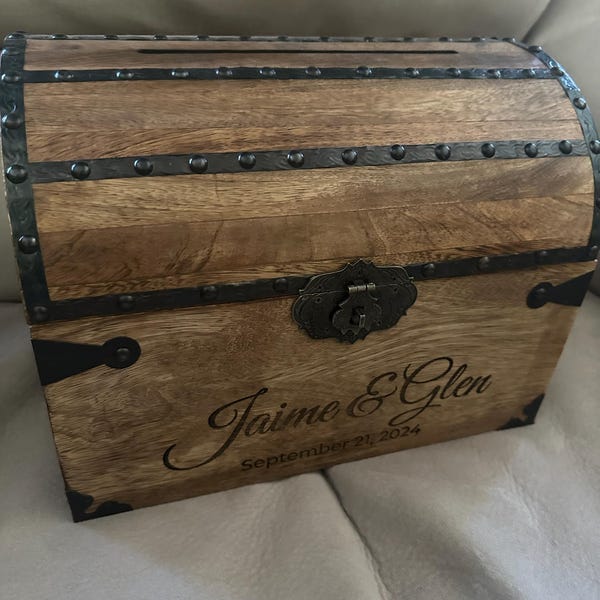 Wedding Treasure Chest Card Box With Slot, Personalization, Antique ...