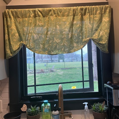 Burgandy Window Valance, Burgandy and Gold Window Valance, Swag Window ...