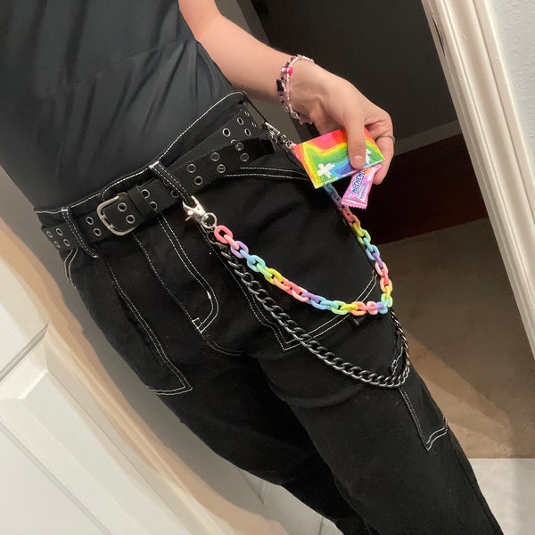 Chunky Pastel Belt Chain - for Decora/ Fairy Kei/ Pride/ Kandi ...